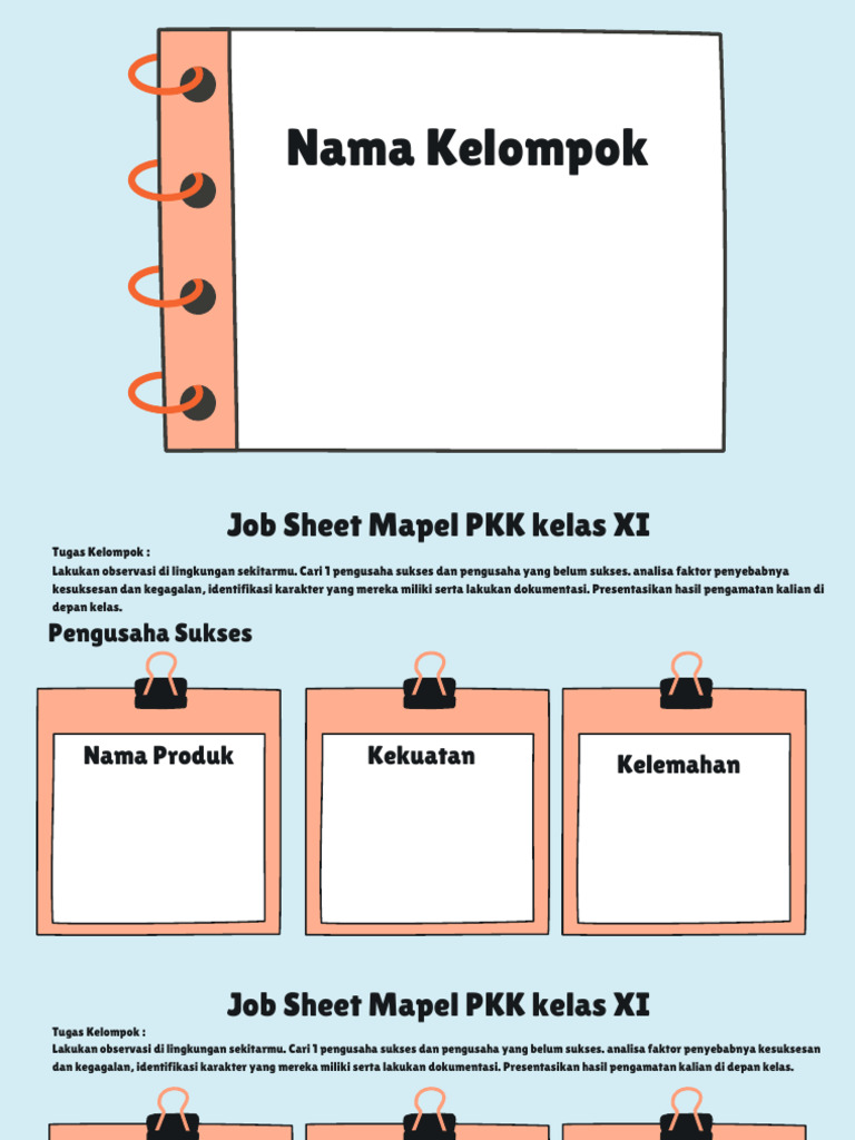 Job Sheet Mapel PKK Kelas XI | PDF | Karier & Perkembangan | Bisnis