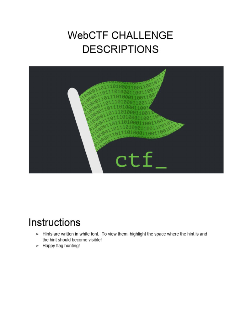 WebCTF - Challenge - Descriptions (3) - 1 | PDF | Computing