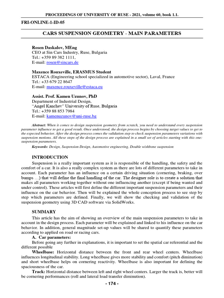 Parameter Geometry Suspenssion | PDF | Steering | Land Vehicles