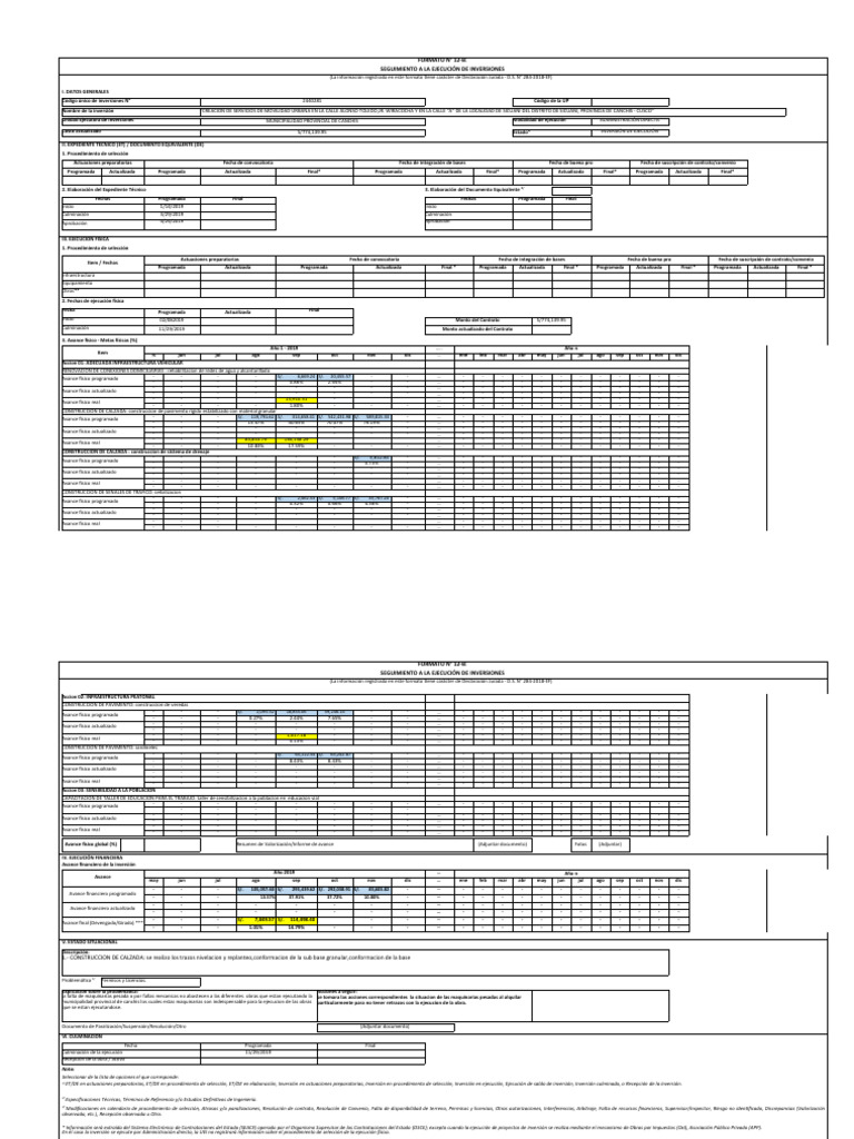 Seguimiento Inversión Movilidad Urbana Sicuani | PDF | Hormigón | Economias