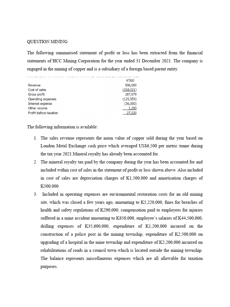 QUESTION MINING | PDF | Expense | Taxes