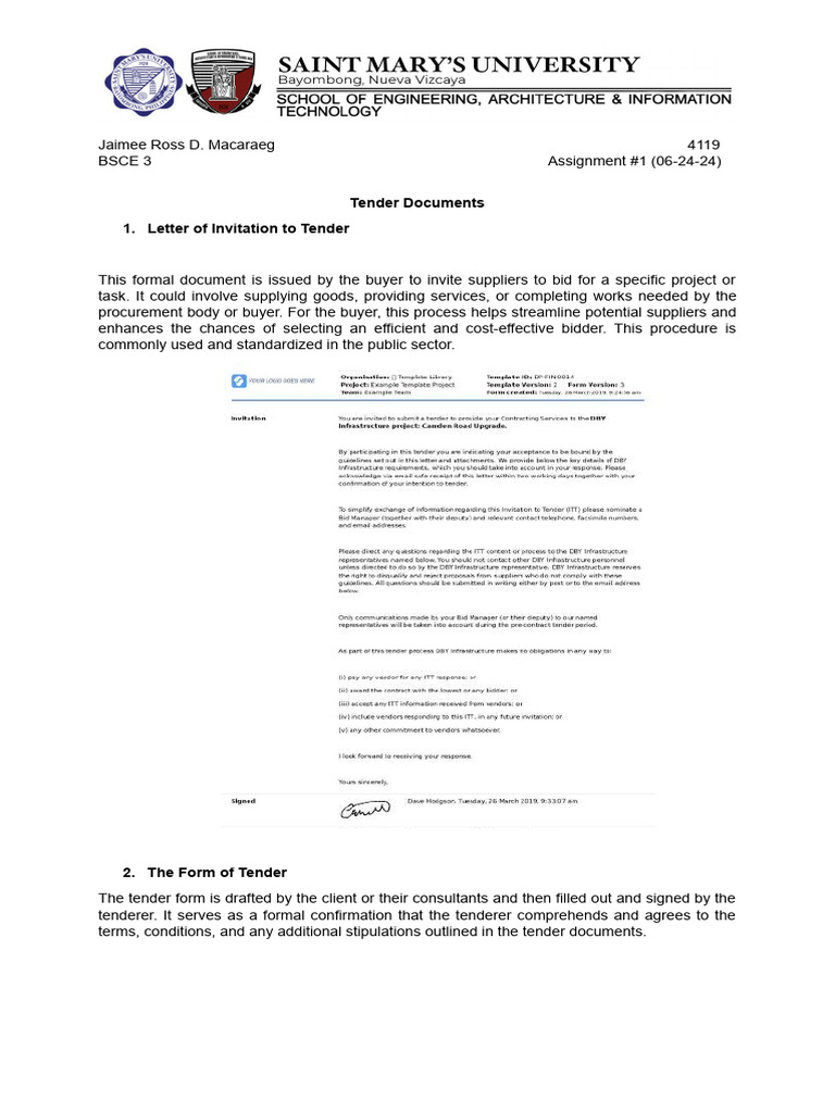Tender Documents Overview | PDF | Procurement | Employment