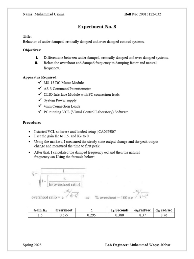 Experiment No 8 | PDF