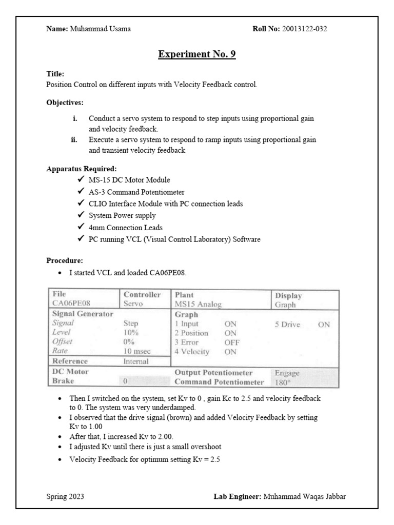 Experiment No 9 | Download Free PDF | Feedback | Damping