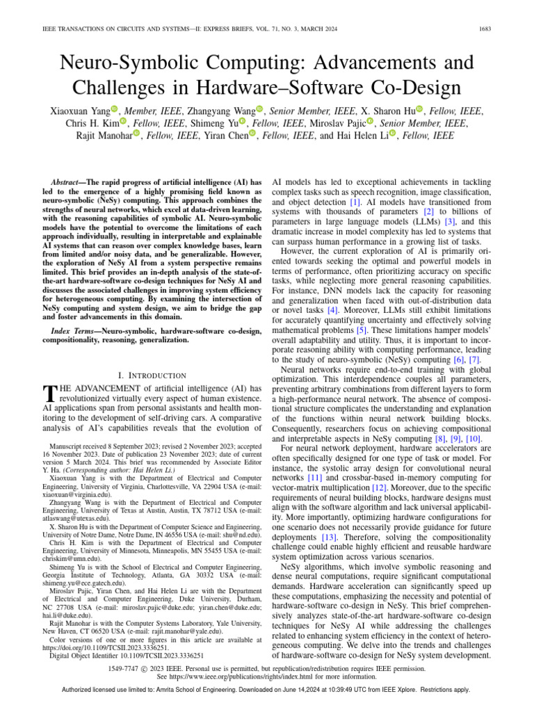 Neuro-Symbolic Computing Advancements and Challenges in HardwareSoftware Co-Design | PDF ...