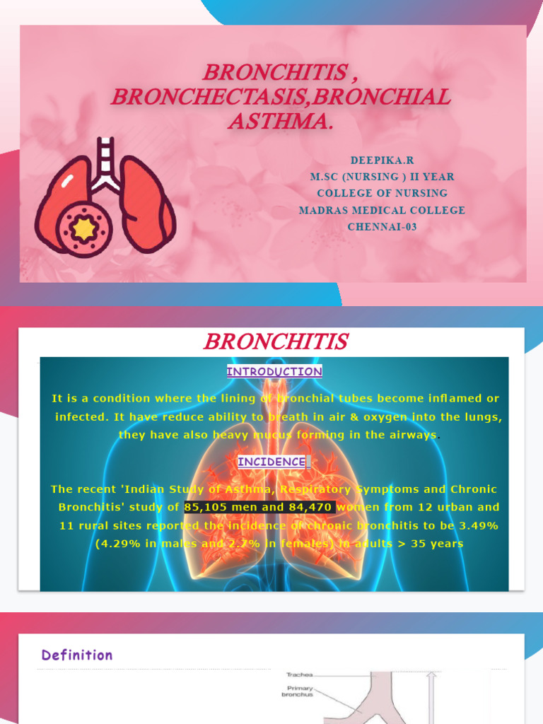 Onchitis, Bronchectasis, Bronchial Asthma | PDF | Bronchitis | Asthma