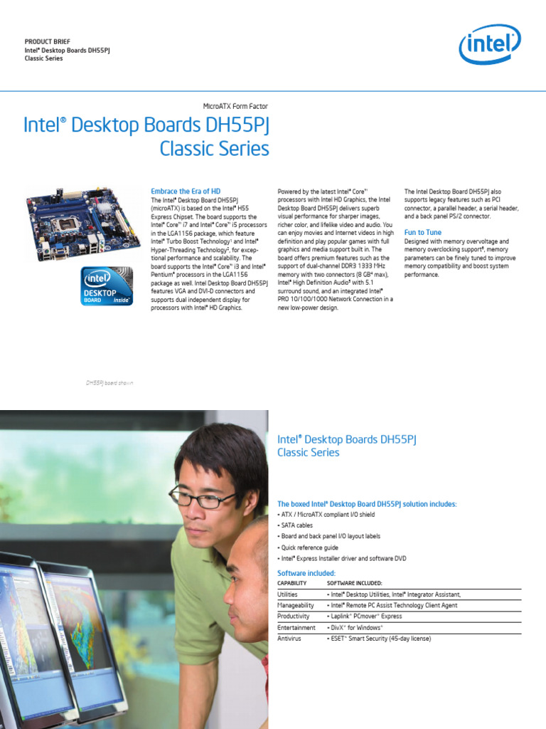 Intel® Desktop Boards Dh55Pj Classic Series: Microatx Form Factor | PDF | Intel | Computer Hardware