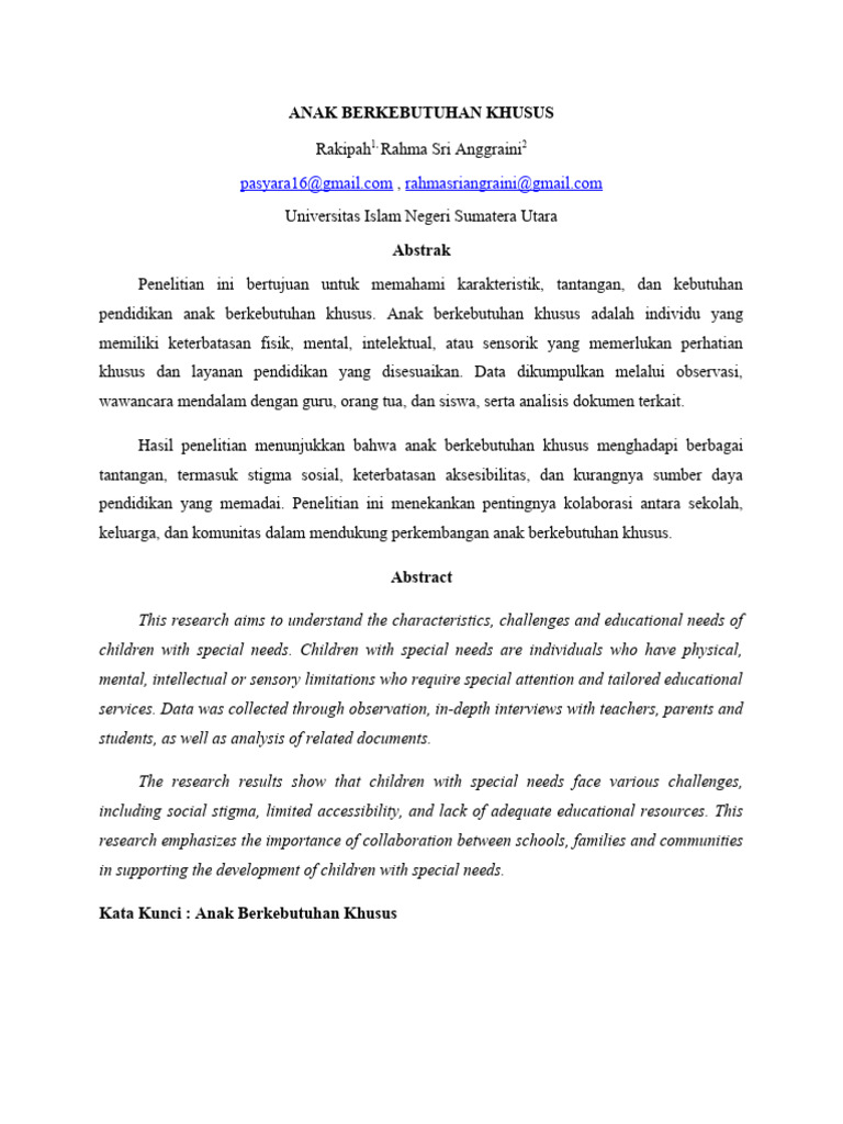 Anak Berkebutuhan Khusus | PDF | Pengembangan Diri | Kesehatan Holistik