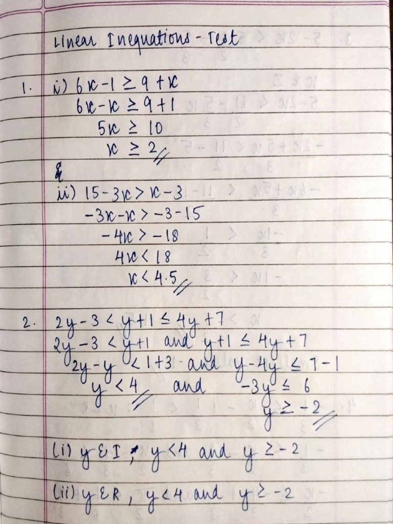 Math Test Linear Inequalities | PDF