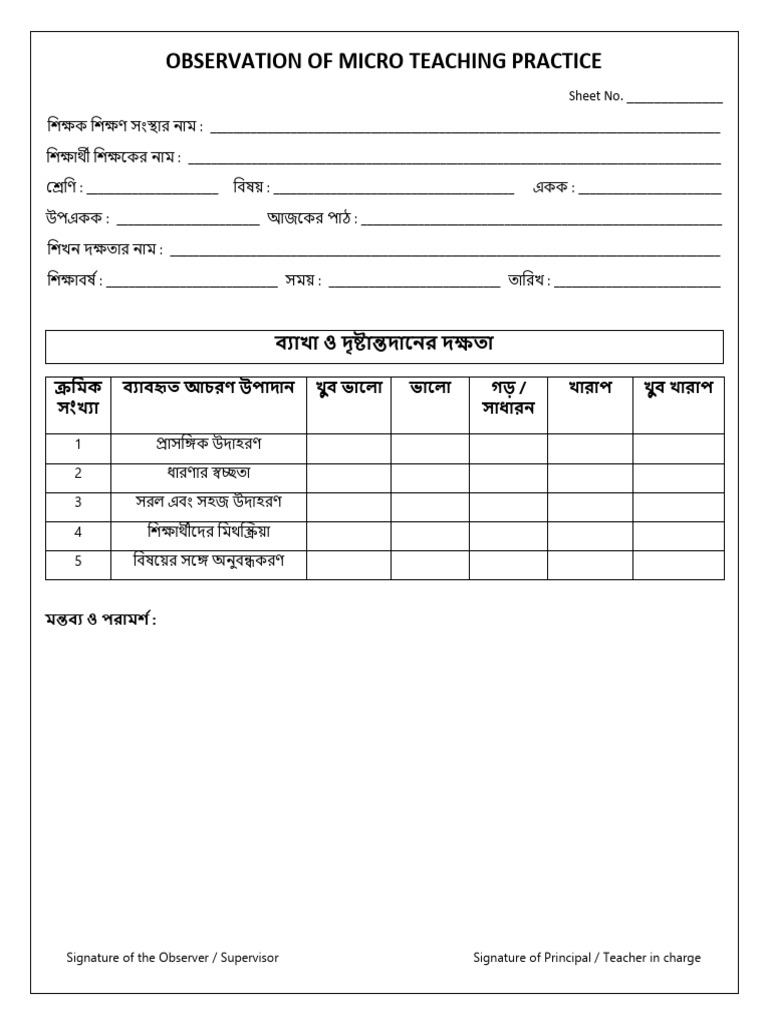 Observation of Micro Teaching Practice | PDF