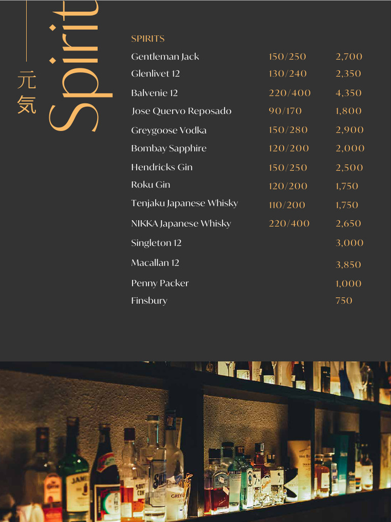 Spirit Menu Final | PDF