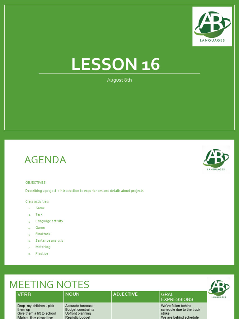 152 - L16 - U3 Describe A Project - Introduction To Experience and Details About Projects | PDF ...