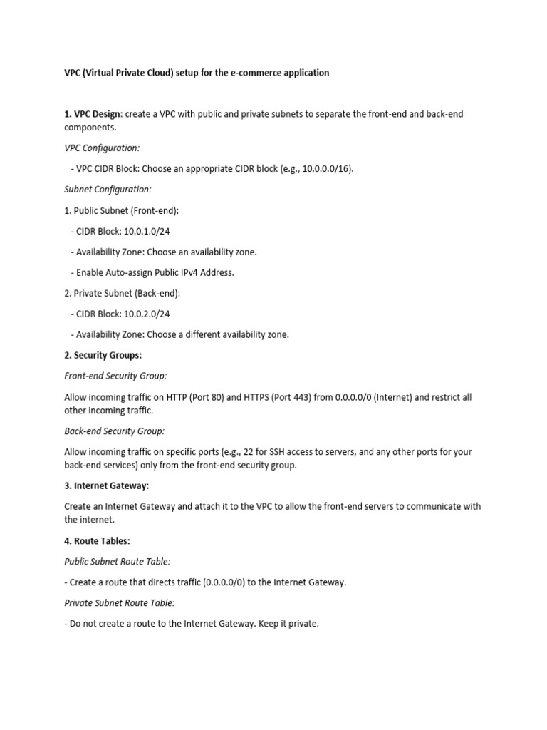 Basic VPC (Virtual Private Cloud) Setup For The E-Commerce A-1 | PDF | Internet | Load Balancing ...