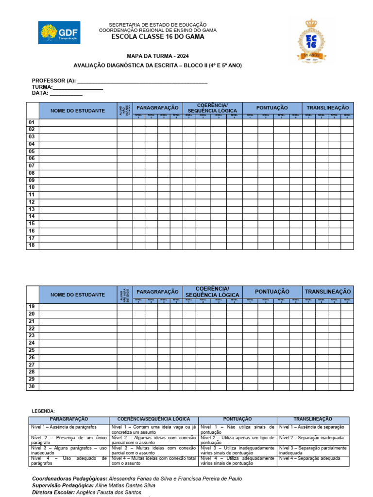 Mapa Da Turma - Bloco 2 2024 | PDF