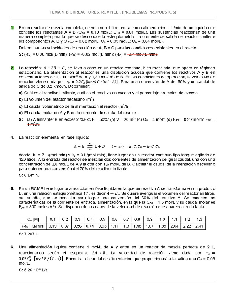 RCMP problemas | PDF | Reactor Quimico | Química