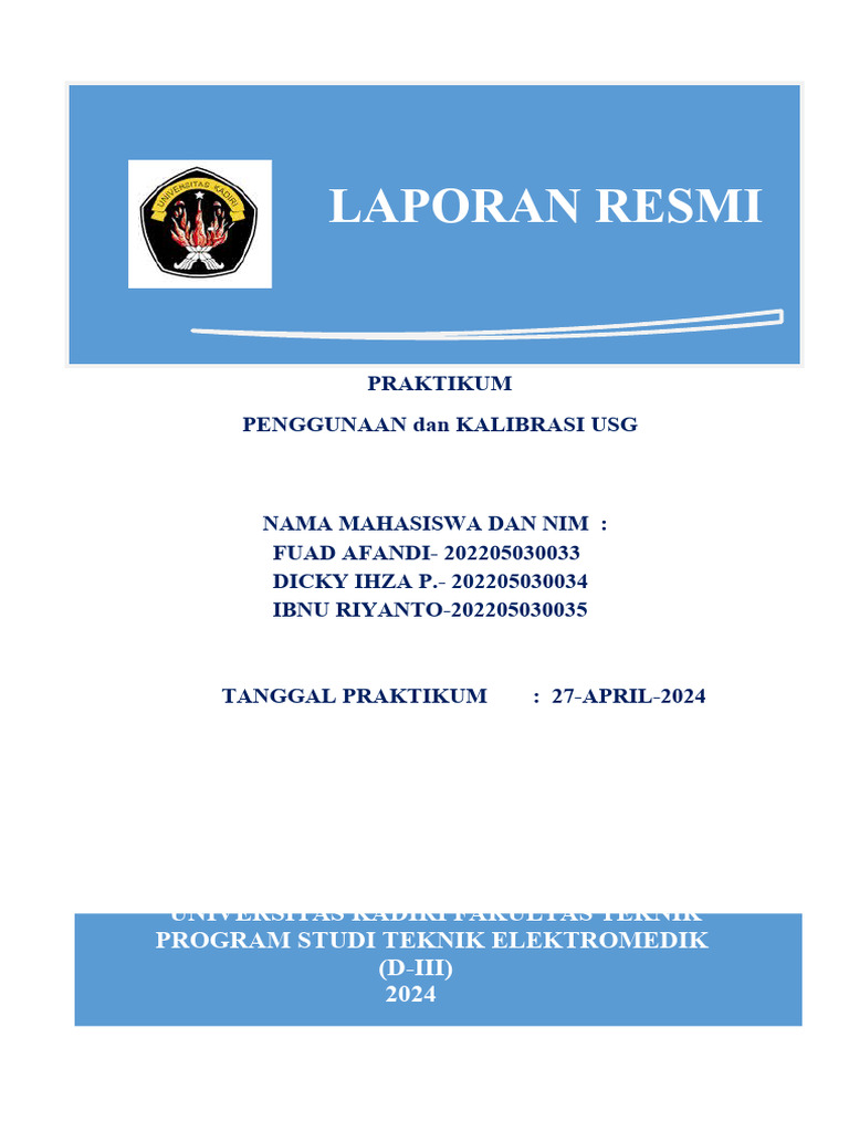 LAPORAN PRAKTIKUM PEGGUNAAN Dan KALIBRASI USG | PDF