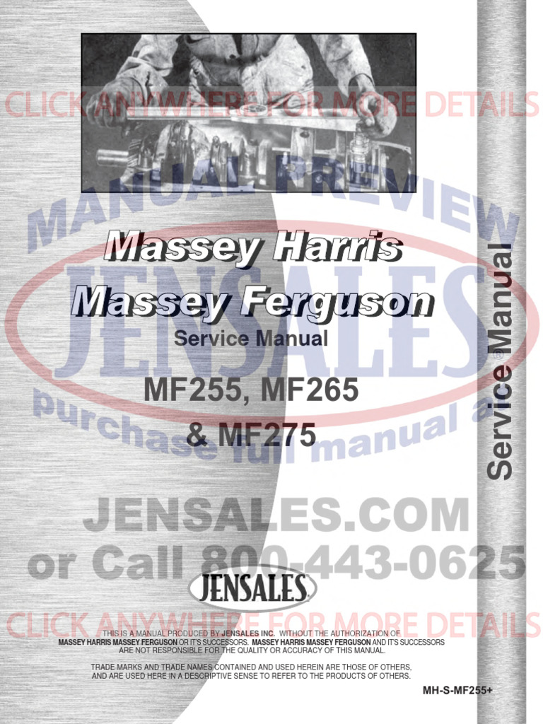 Massey Ferguson 255 Service Manual | PDF | Piston | Distributor