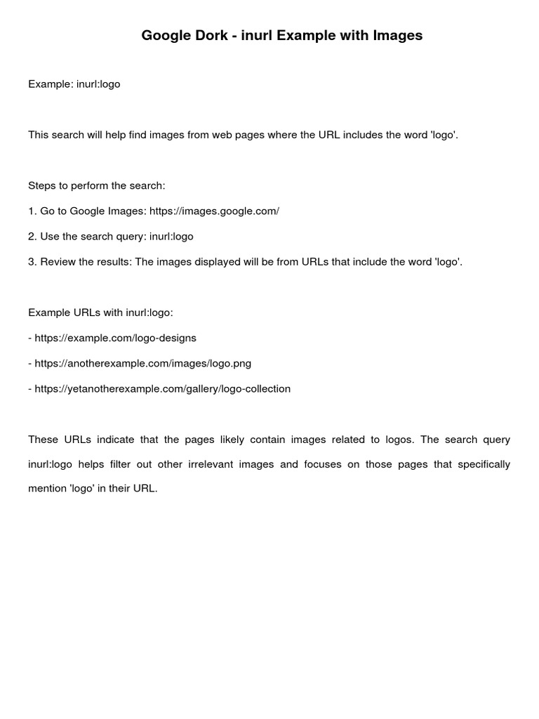 Google Dork Inurl Example With Images | PDF