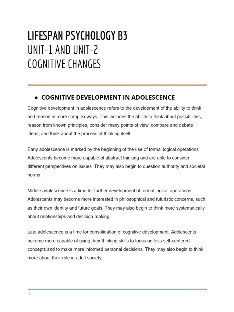 Lifespan B3-U1 - U-2 | PDF | Memory | Adolescence