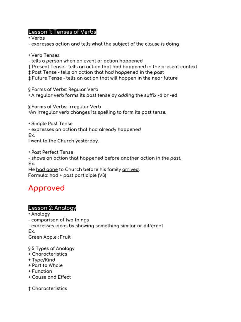 English Reviewer - 4th QTR | PDF | Grammatical Tense | Verb