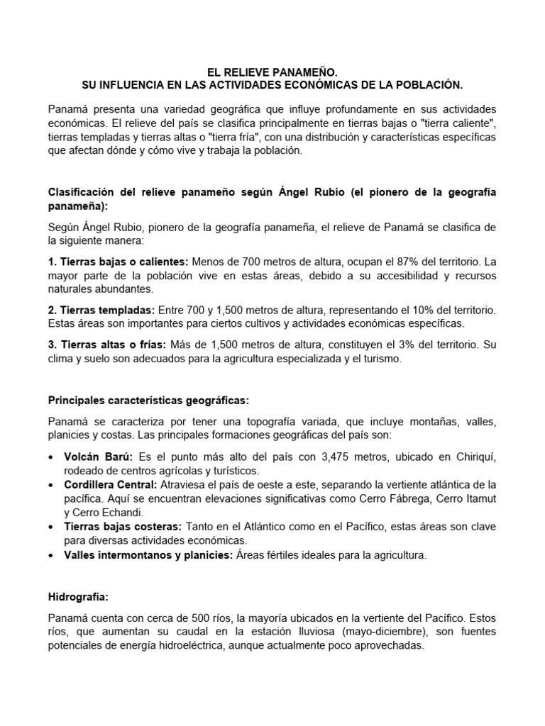 EL RELIEVE PANAMEÑO | PDF | Panamá | Zona tropical