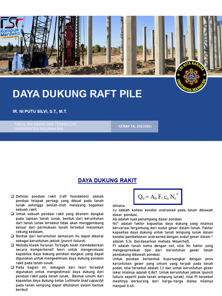 Daya Dukung Pondasi Raft Pile | PDF