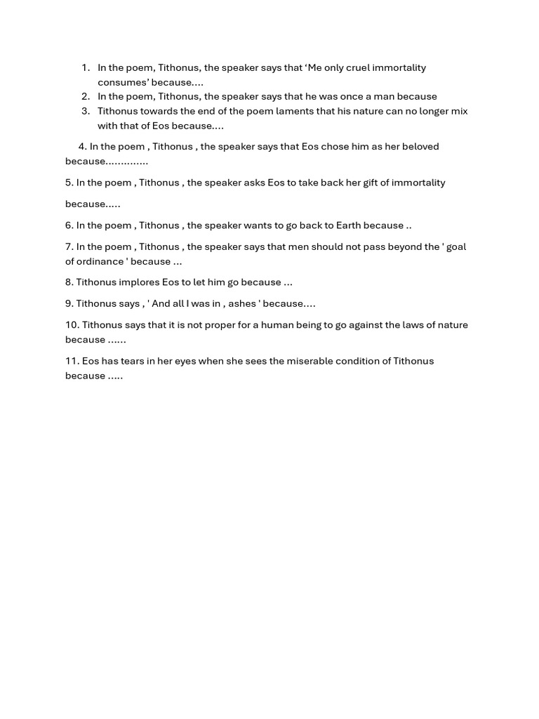 Tithonus | PDF | Art | Poetry