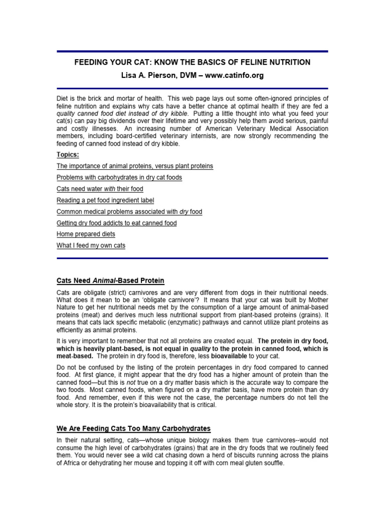 Feeding Your Cat - Know the Basics of Feline Nutrition | Download Free ...