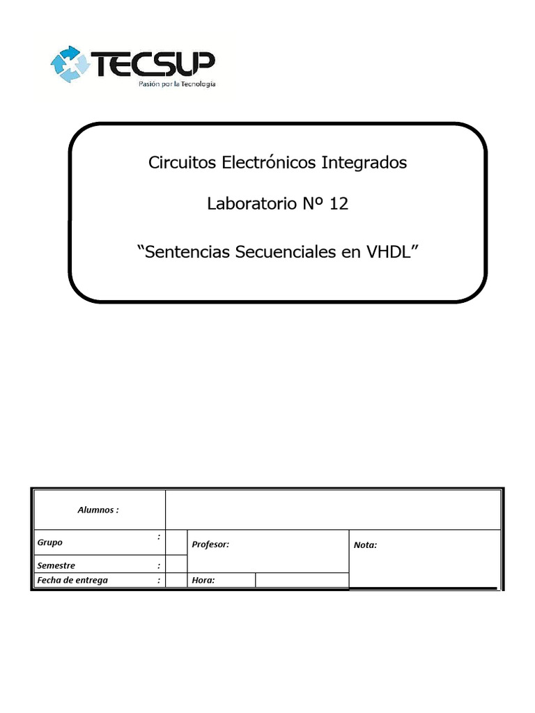 Lab12 Sentencias Secuenciales VHDL 23 | PDF | Vhdl | Arreglos de compuertas lógicas programables ...