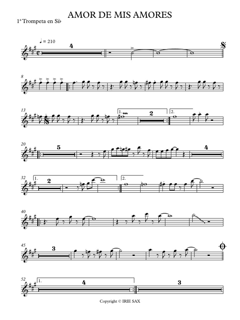 AMOR DE MIS AMORES - 1ª Trompeta en Sib | PDF
