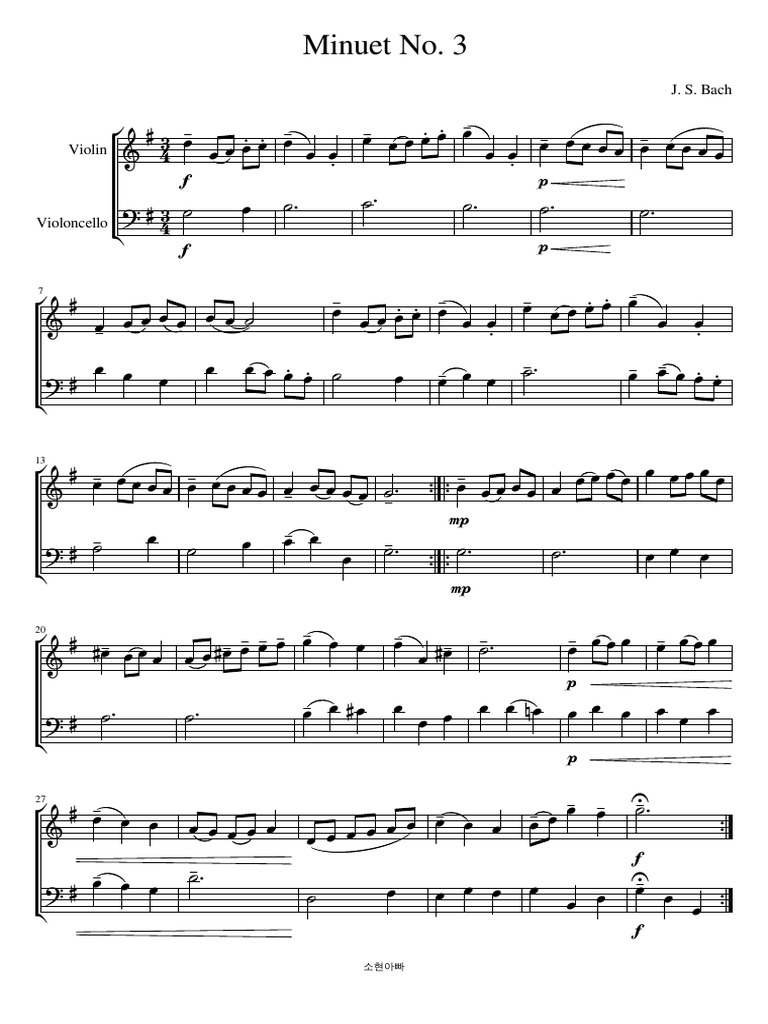 Bach's Minuet No. 3 for Strings | PDF | Musical Compositions | Public ...