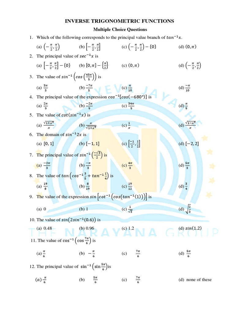 2.inverse Trigonometric Functions | PDF | Function (Mathematics) | Asymptote