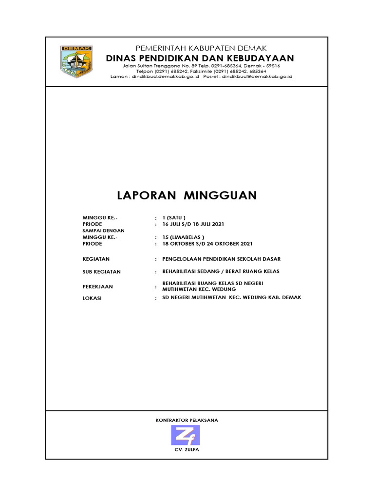 LAP MINGGUAN - SDN MUTIHWETAN Rev | PDF