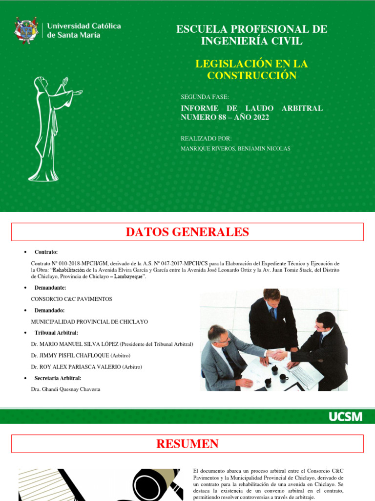 Informe de Laudo Arbitral Numero 88 - Año 2022. Diapositivas | PDF ...