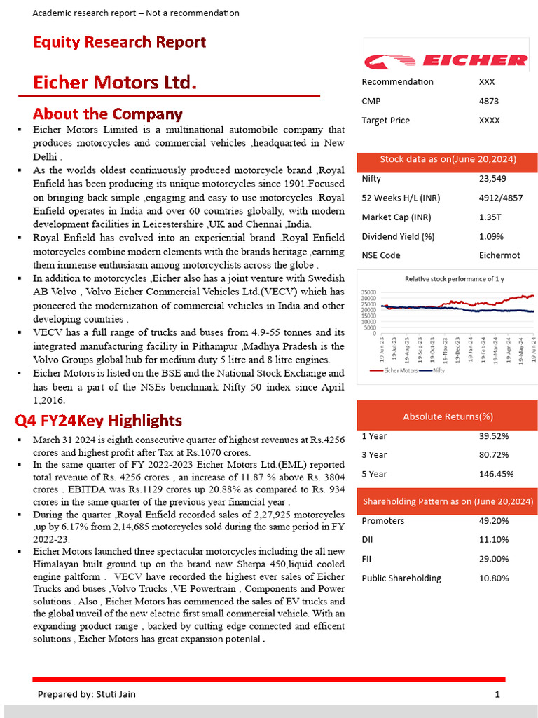 Equity Research Report | PDF | Inflation | Monetary Policy