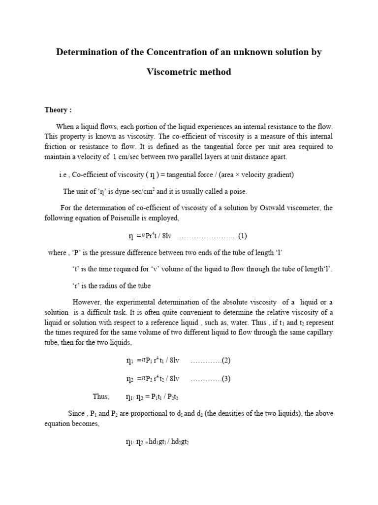 Determination of The Concentration of An Unknown Solution by ...
