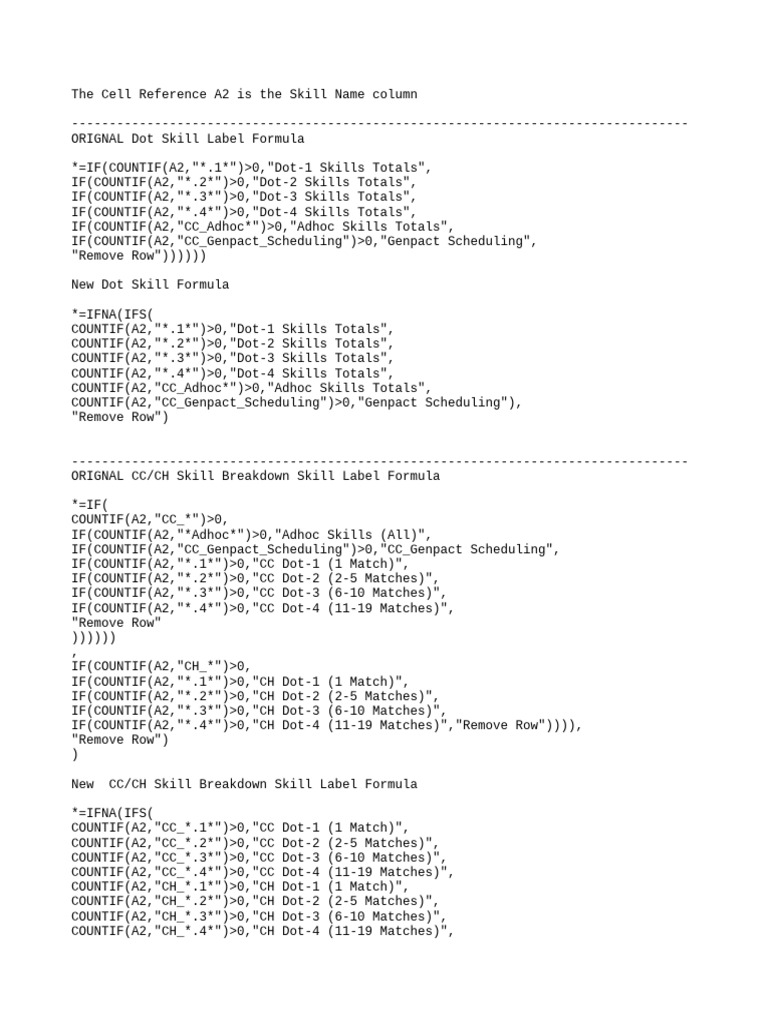 Skill Label Formulas | PDF