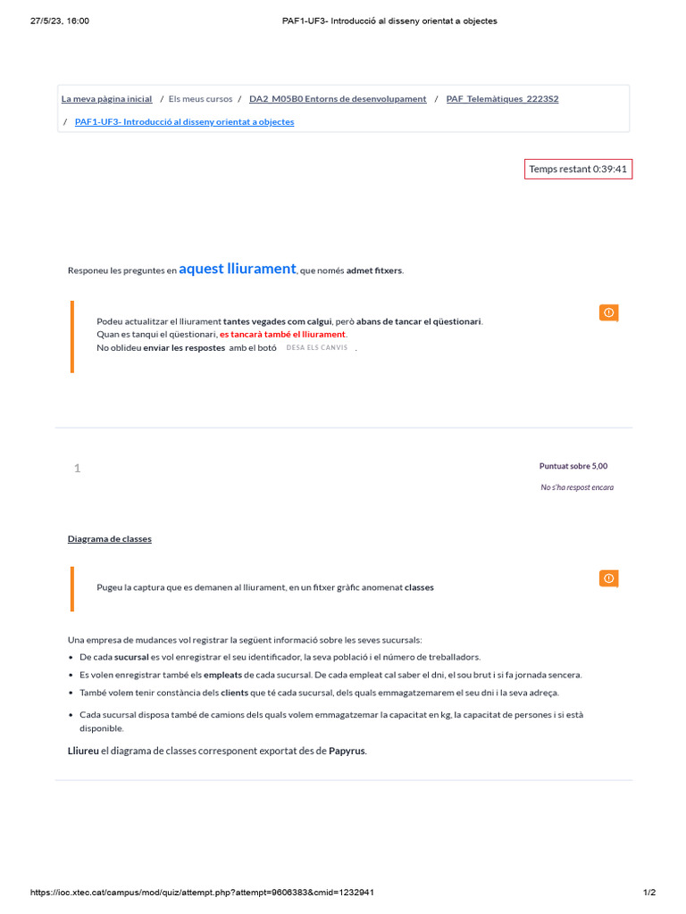 PAF1-UF3 - Introducció Al Disseny Orientat A Objectes | PDF