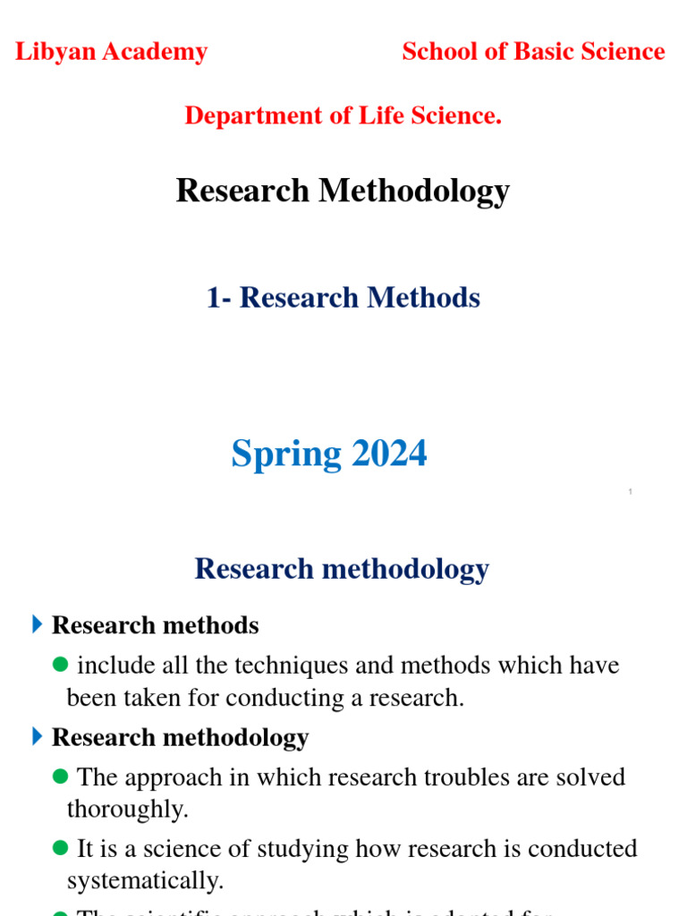1 Research Methods 1 | PDF | Methodology | Science