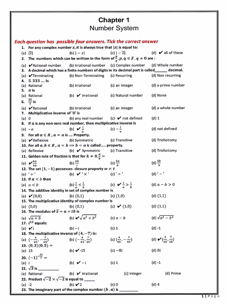 Ambitious Math MCQs Work Sheet Unit 1 To 8 | PDF