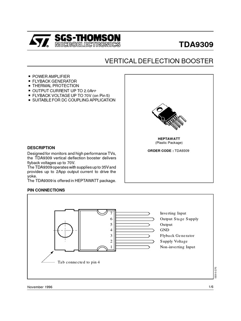 TDA9309 | PDF | Operational Amplifier | Amplifier
