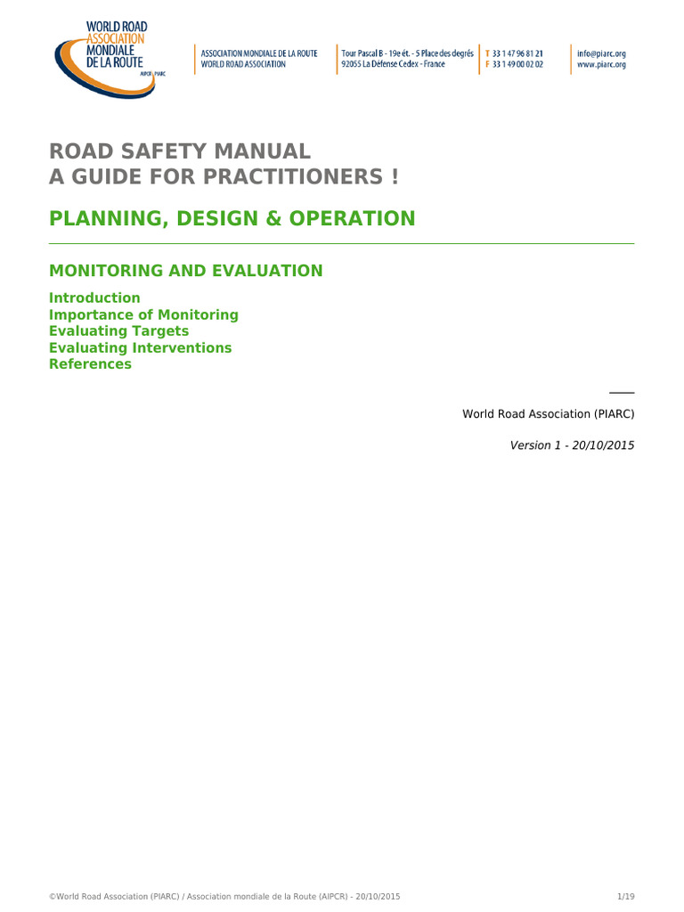 Chapter 12. Monitoring and Evaluation of Effectiveness of Actions | PDF | Evaluation | Road ...
