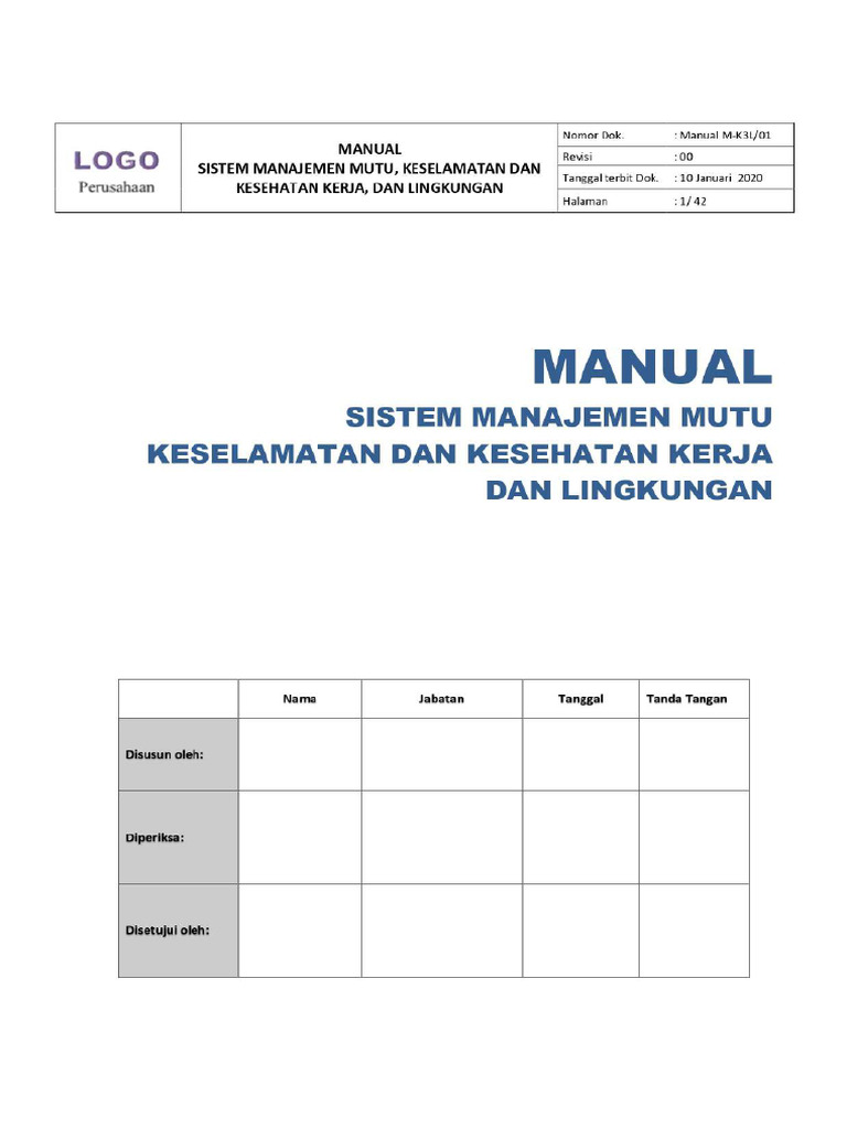 Draft Manual Mutu K3L | PDF