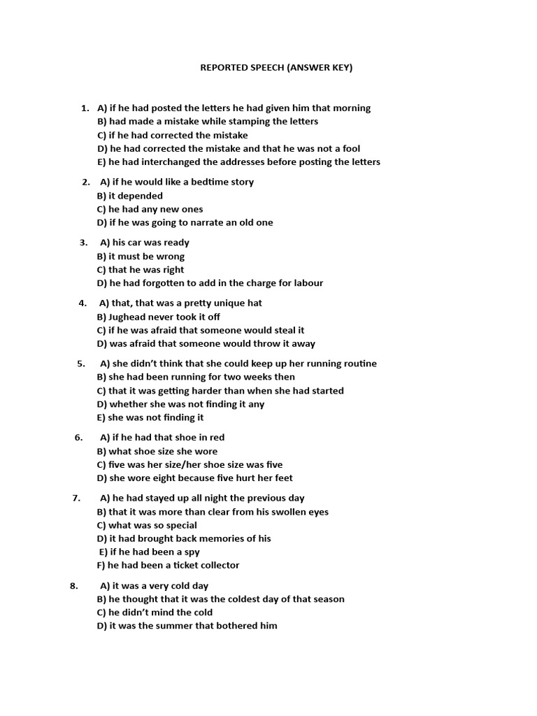 Reported Speech Pdf