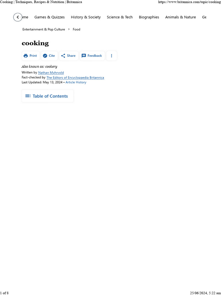 The Evolution of Cooking | PDF | Cooking | Agriculture