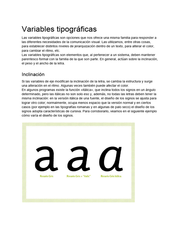 Variables Tipográficas: Inclinación, Peso y Ancho | PDF