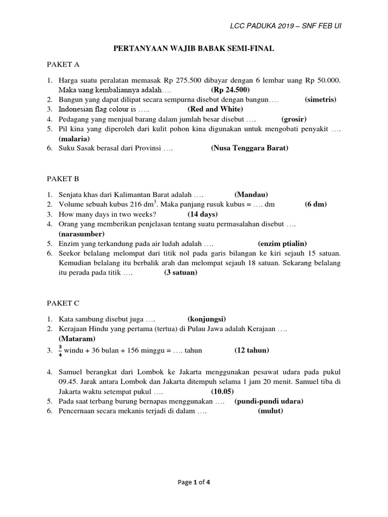 Babak Semi-Final LCC Paduka Fix | PDF | Kajian Bahasa Asing