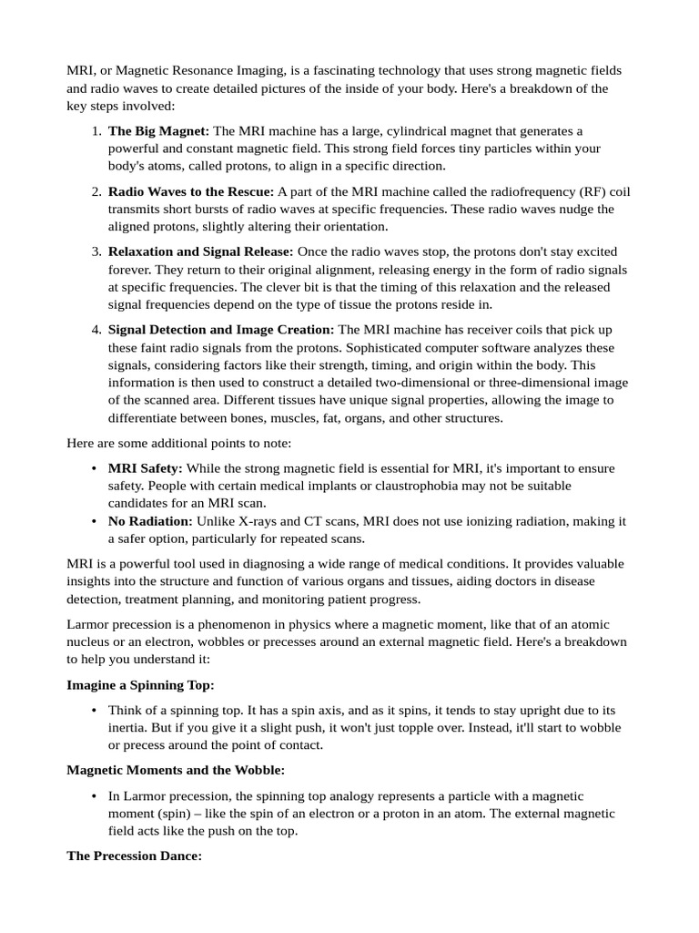 Imagine A Spinning Top | PDF | Magnetic Resonance Imaging | Magnetism
