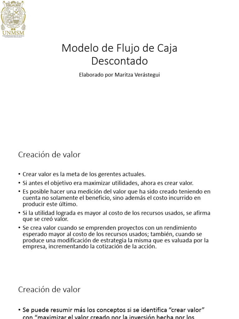 Modelo Flujo de Caja Descontado | PDF | Flujo de caja descontado | Business