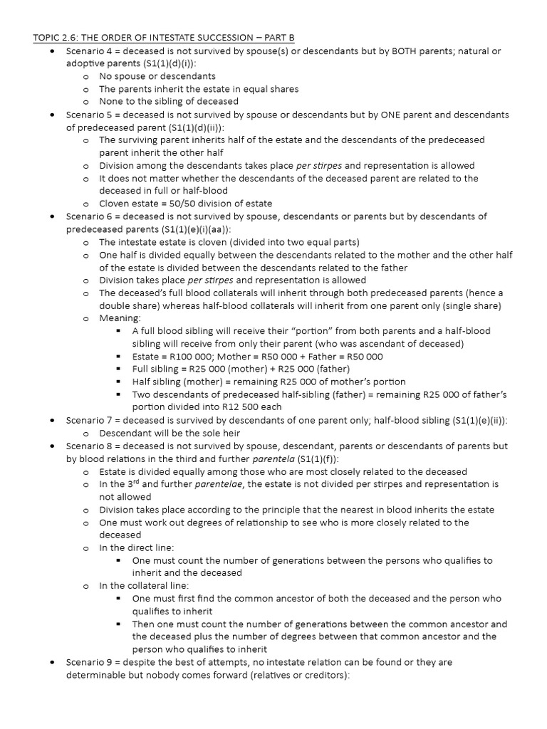 Law of Succession - Order of Intestate Succession | Download Free PDF ...
